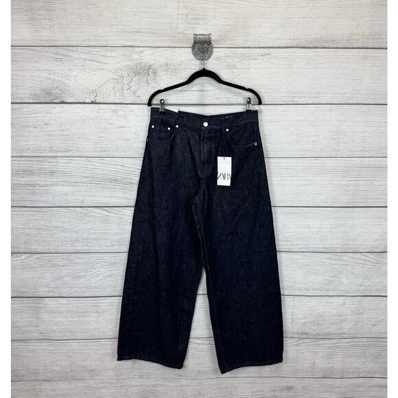 Zara | Jeans | Zara Womens Midrise Loose Fit Dark Washed Wide Leg Jeans ...